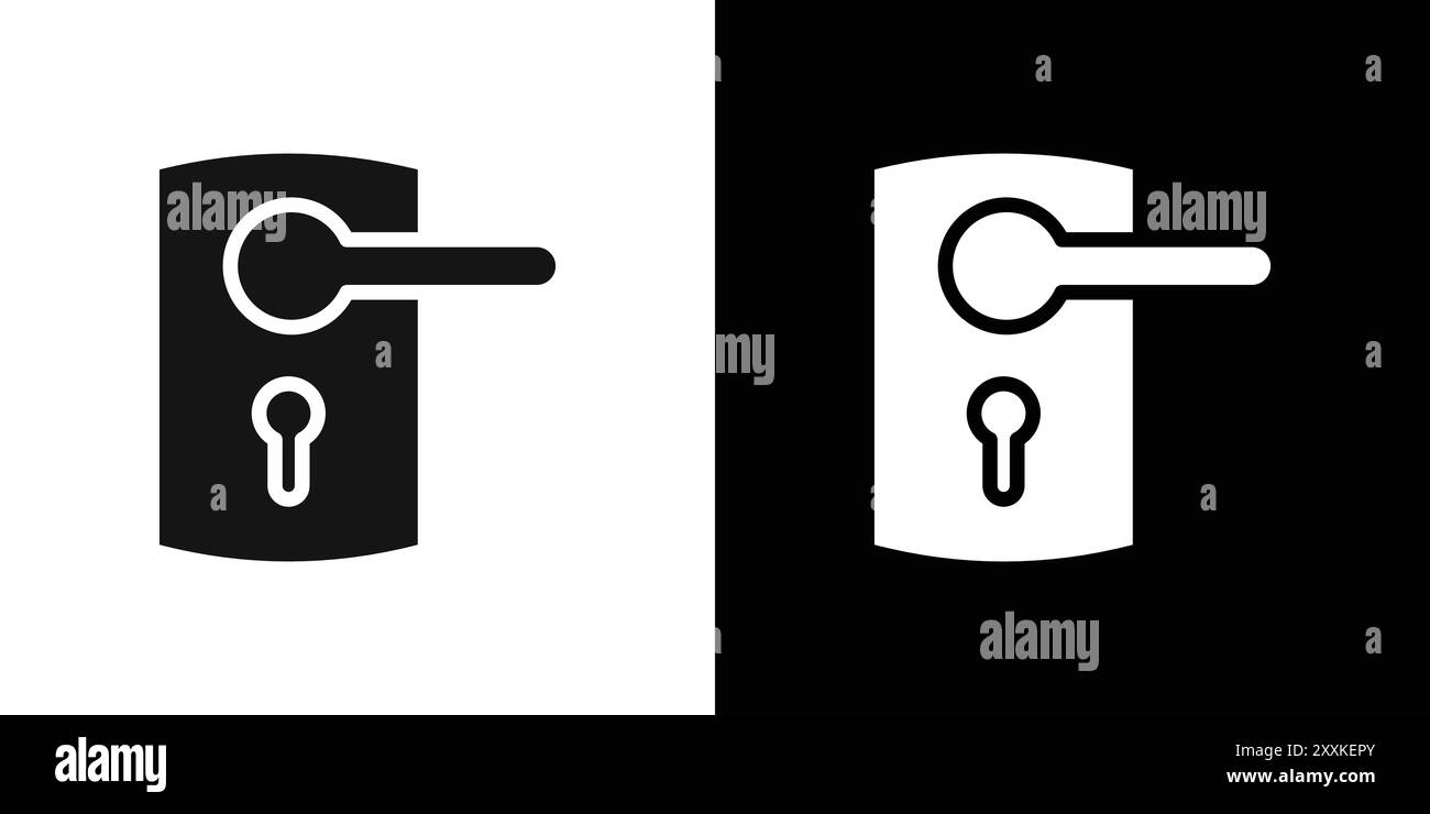 Door knob icon logo sign vector outline in black and white color Stock ...