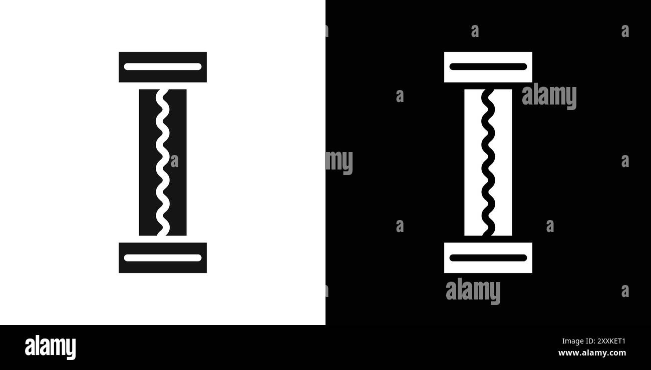 Electric fuse icon logo sign vector outline in black and white color ...