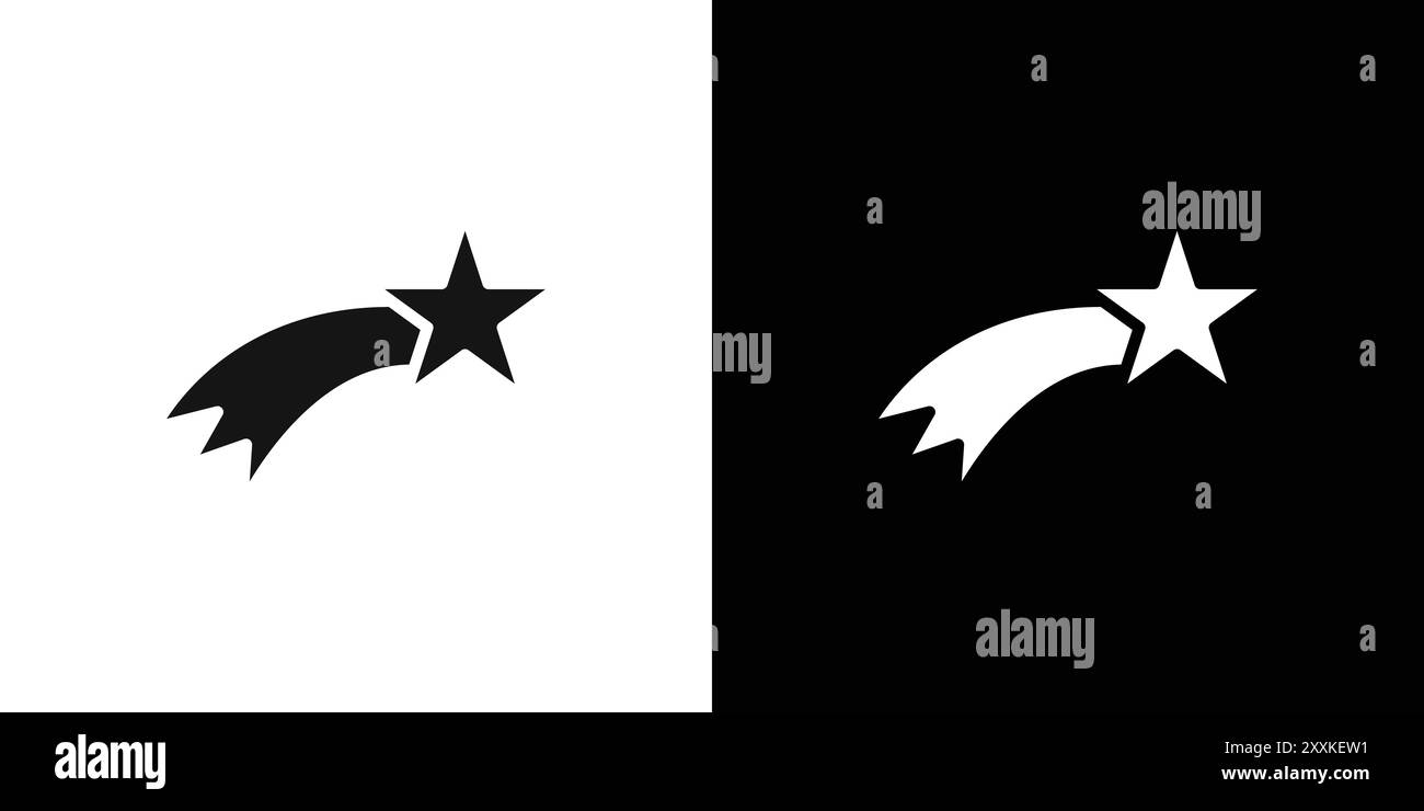 Falling Star Icon logo sign vector outline in black and white color ...