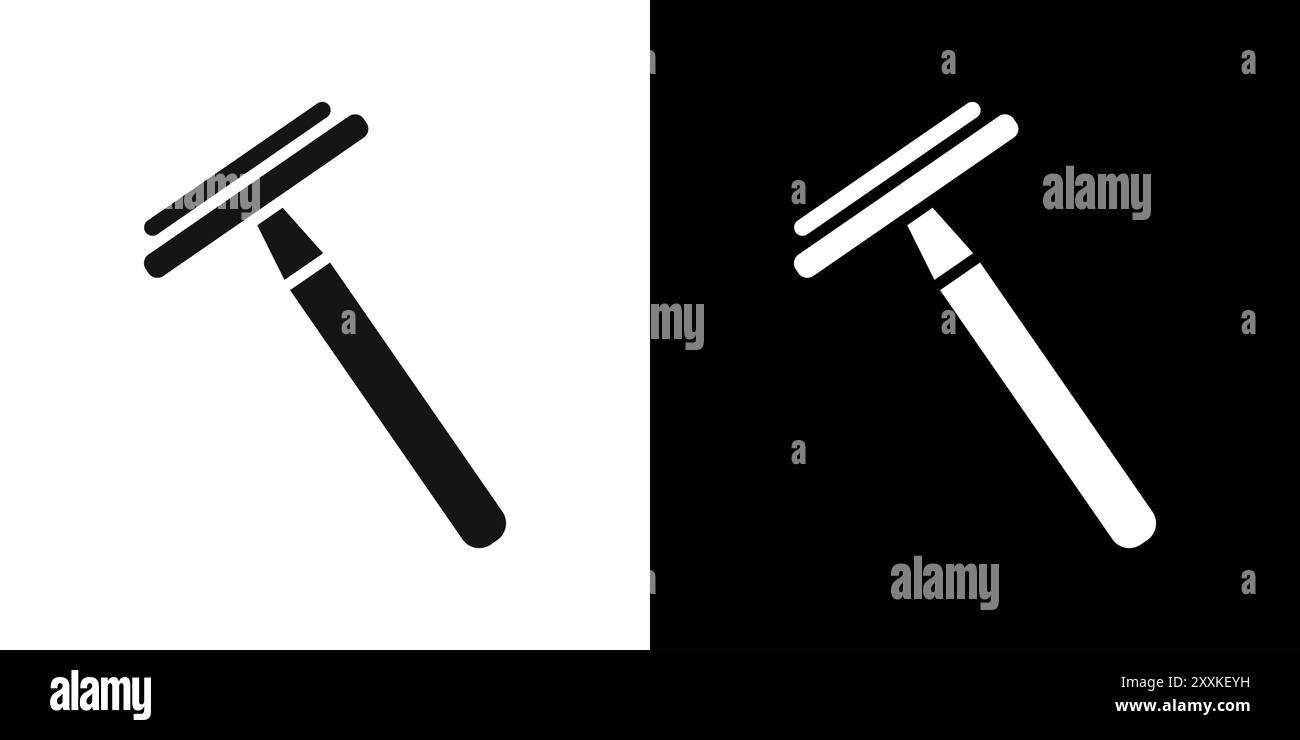 Hair removing razor icon logo sign vector outline in black and white ...