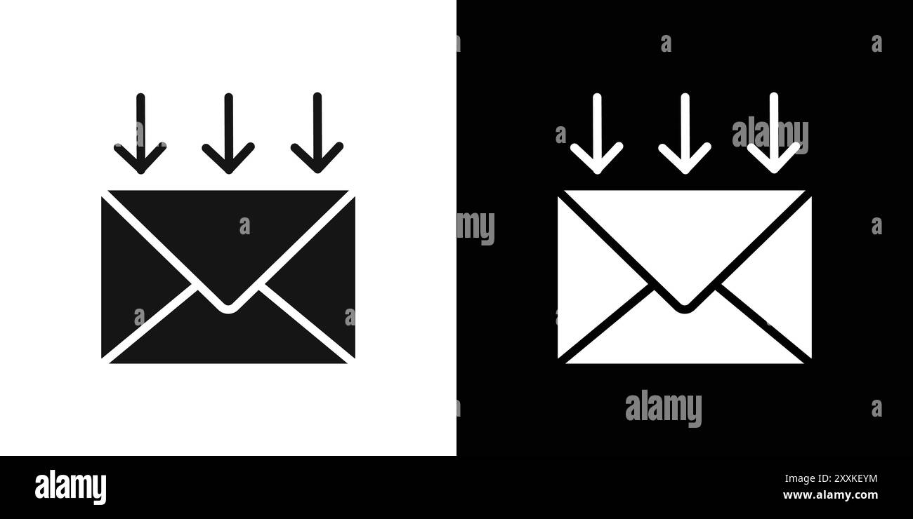 Envelope mail drop icon logo sign vector outline in black and white ...