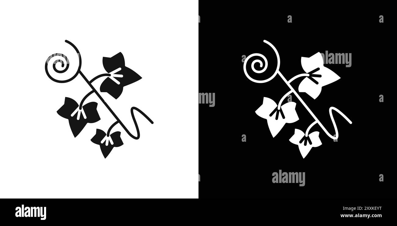 English ivy icon logo sign vector outline in black and white color ...