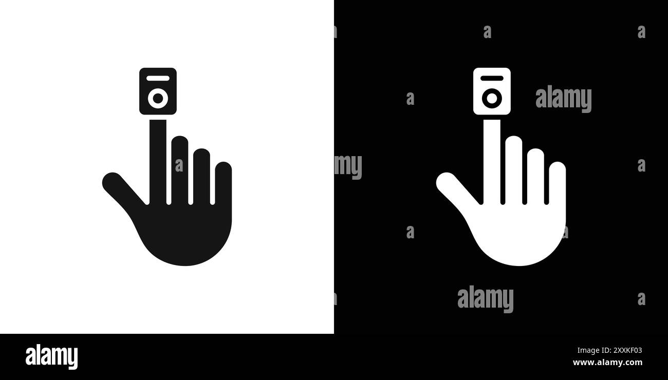 Fingertip pulse oximeter icon logo sign vector outline in black and ...