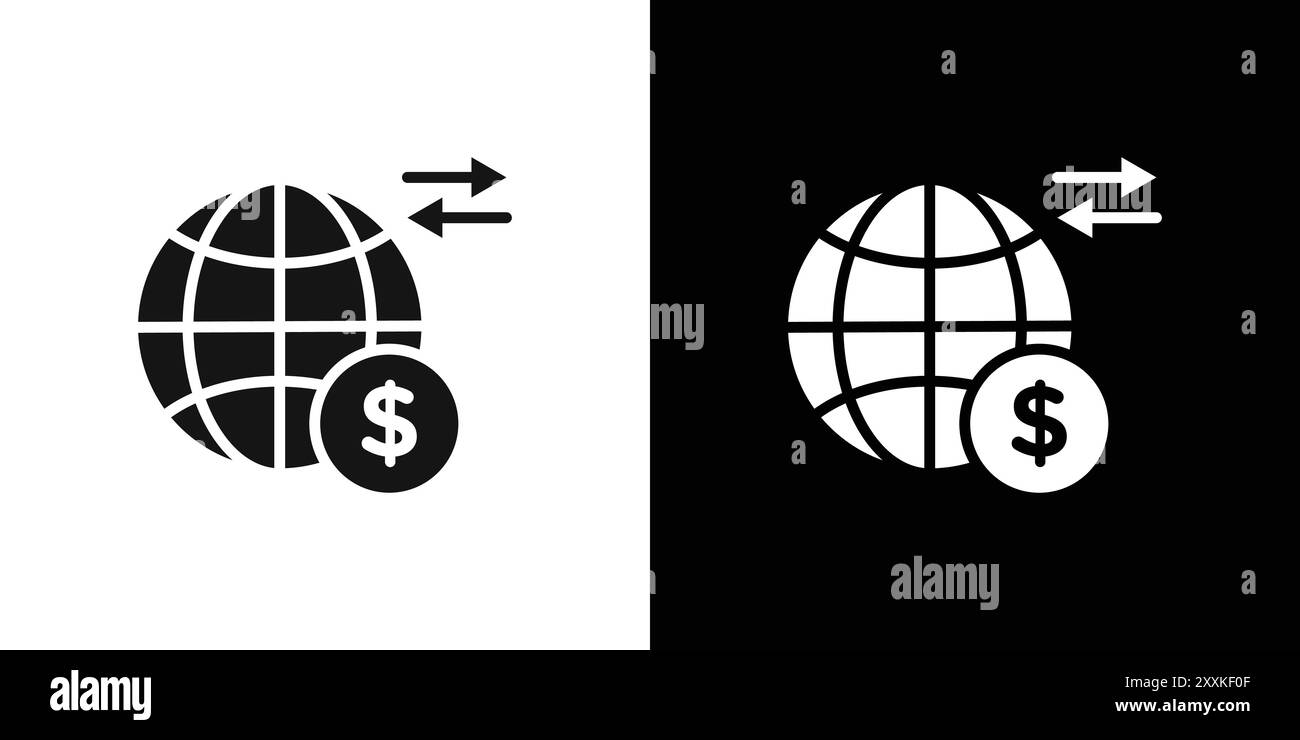 International money transfer icon logo sign vector outline in black and ...