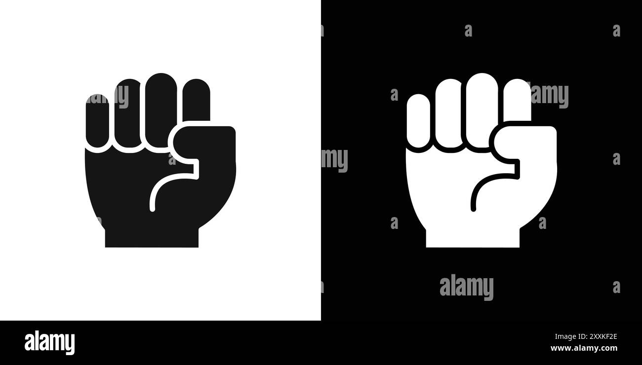 Fist icon logo sign vector outline in black and white color Stock ...