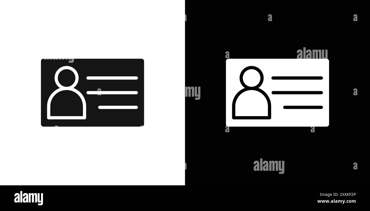 identity card icon logo sign vector outline in black and white color ...