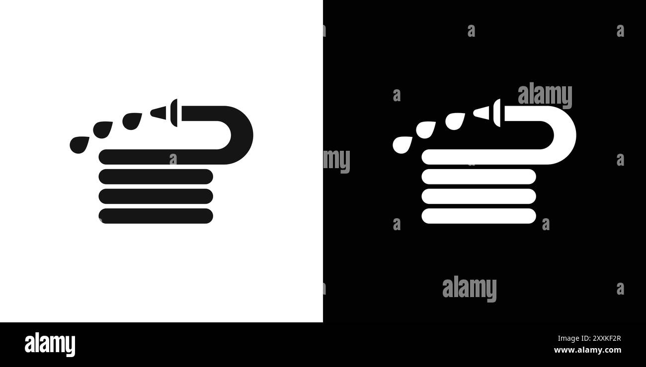 garden hose icon logo sign vector outline in black and white color ...