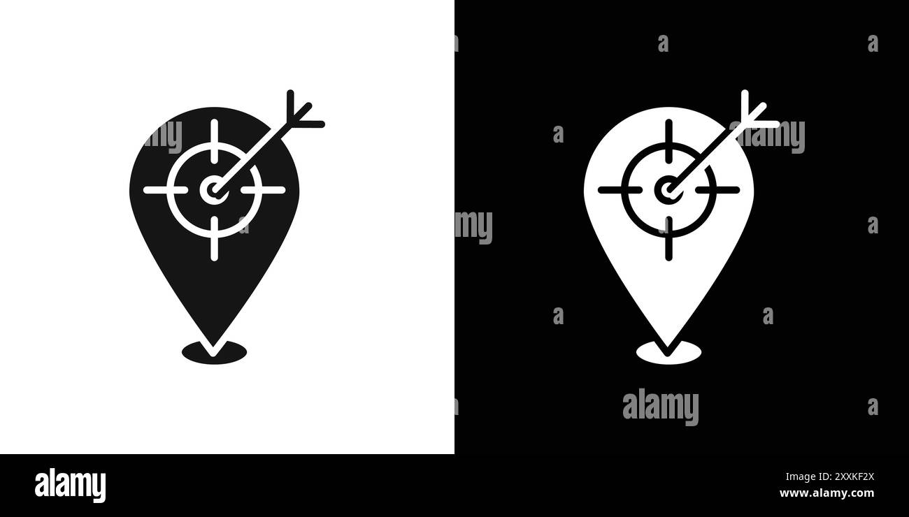 Geo Targeting Icon Logo Sign Vector Outline In Black And White Color