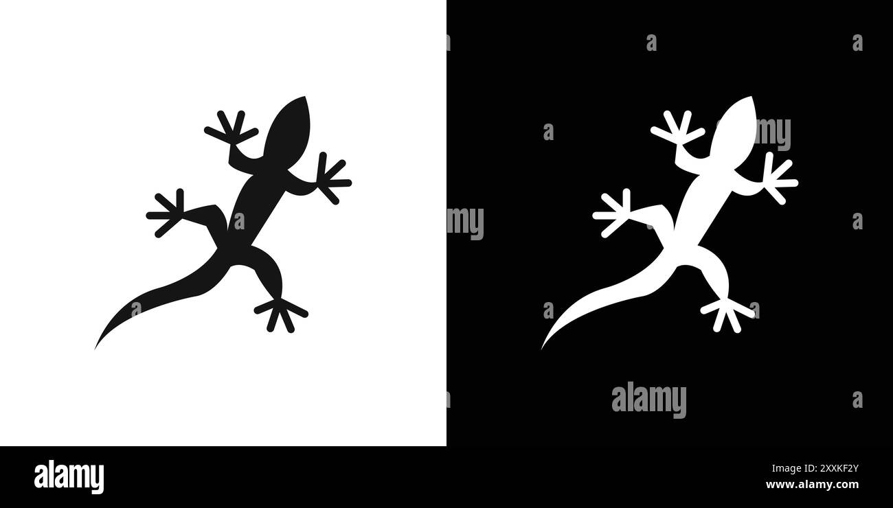 gecko icon logo sign vector outline in black and white color Stock ...