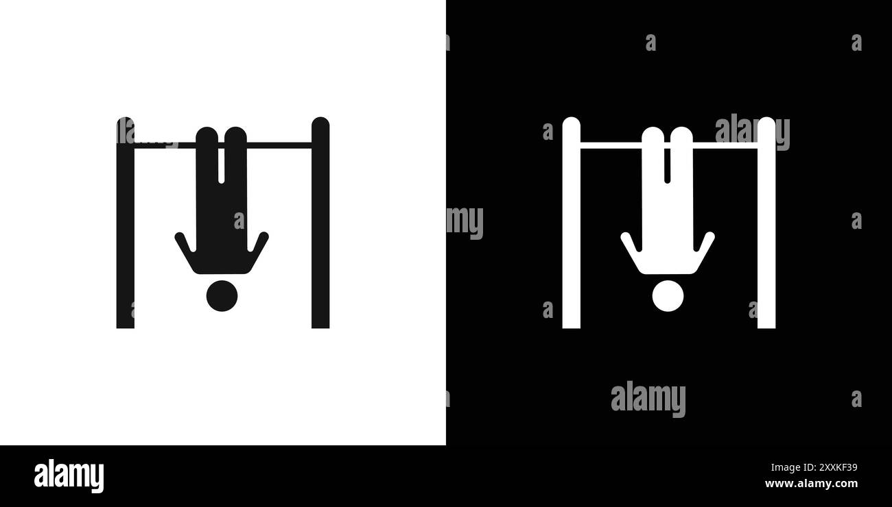 exercise hang bar icon logo sign vector outline in black and white ...