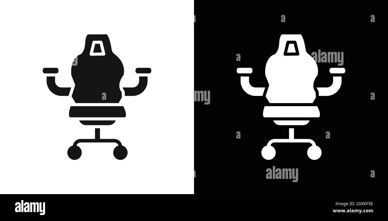 Gaming armchair icon logo sign vector outline in black and white color ...