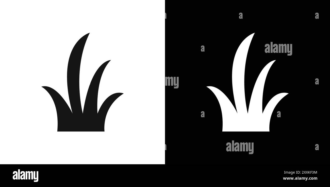 Grass icon logo sign vector outline in black and white color Stock ...