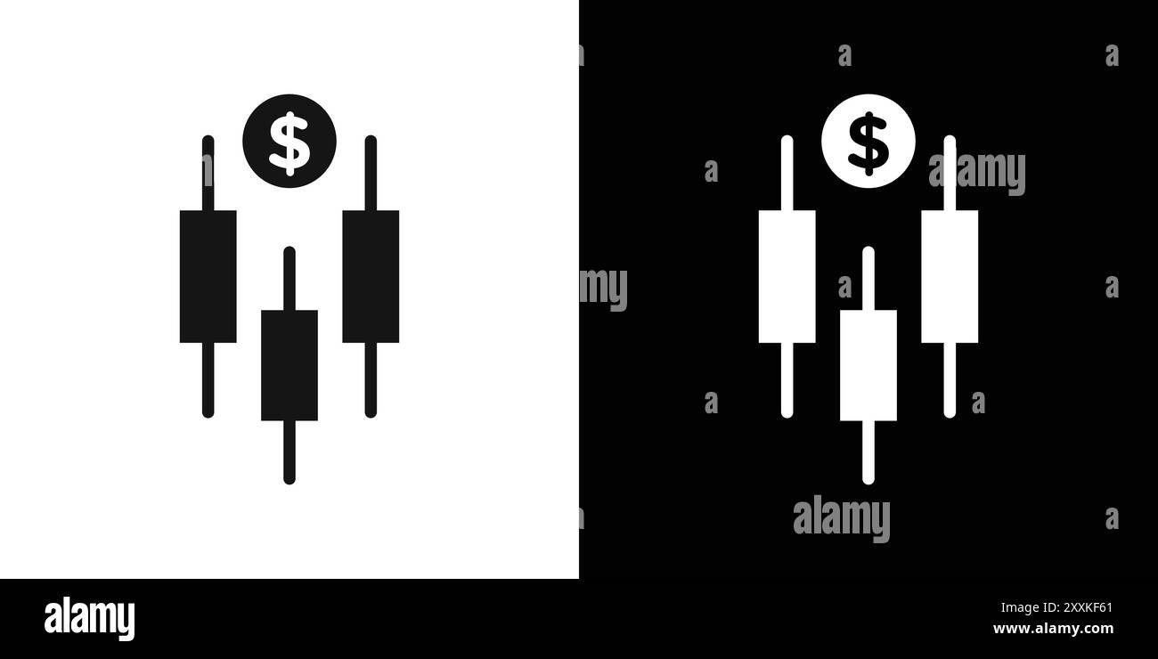 Forex stock market icon logo sign vector outline in black and white ...