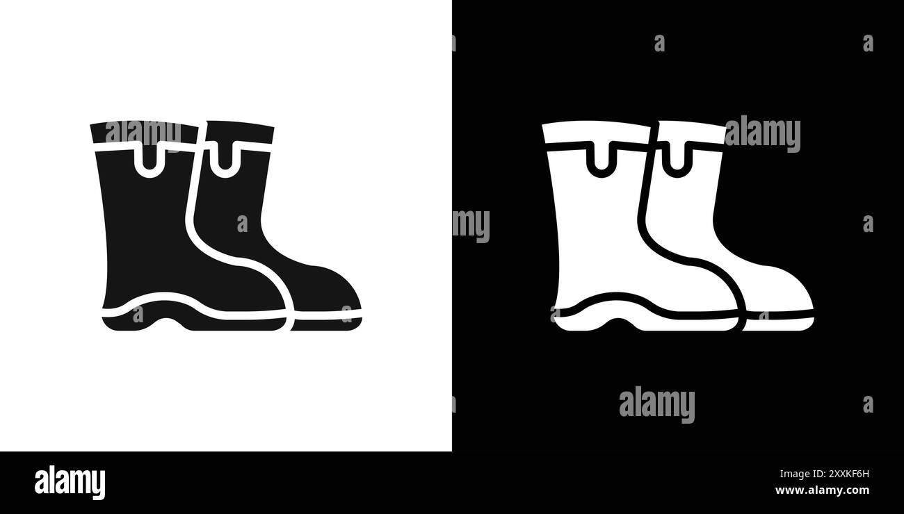 Fishing boots icon logo sign vector outline in black and white color ...
