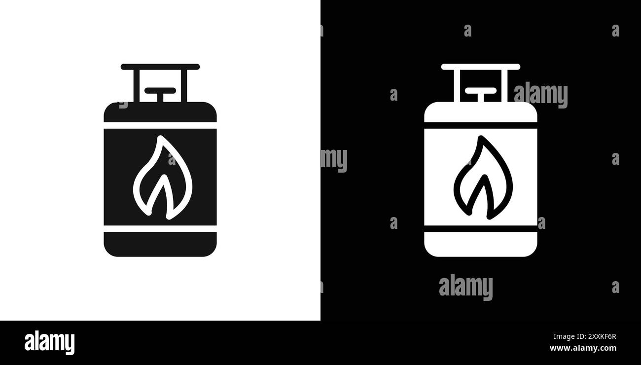 Gas cylinder icon logo sign vector outline in black and white color ...
