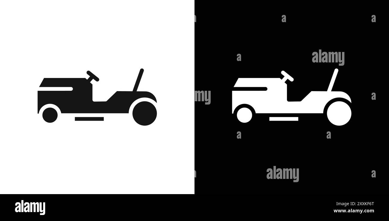 Lawn mower icon logo sign vector outline in black and white color Stock ...