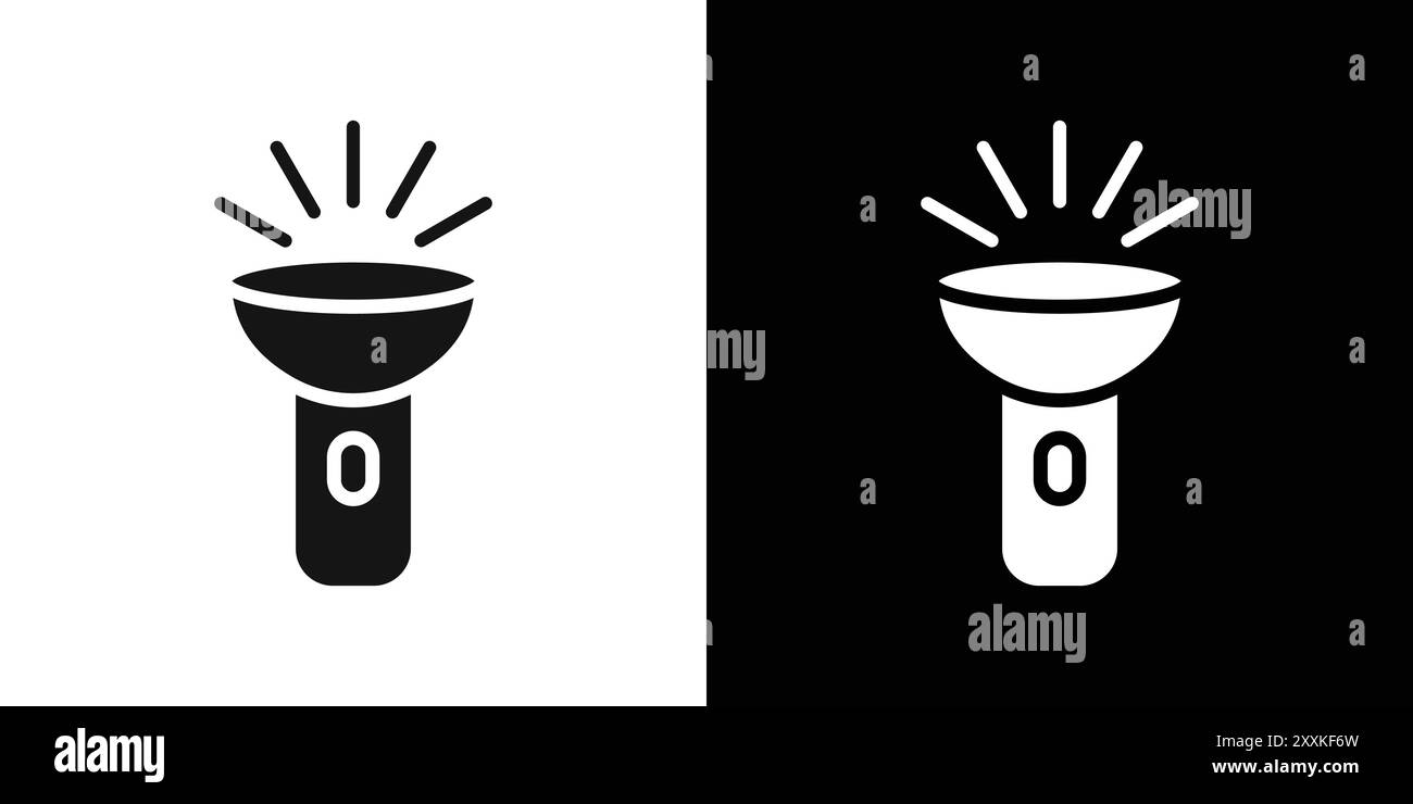 Flashlight icon logo sign vector outline in black and white color Stock ...
