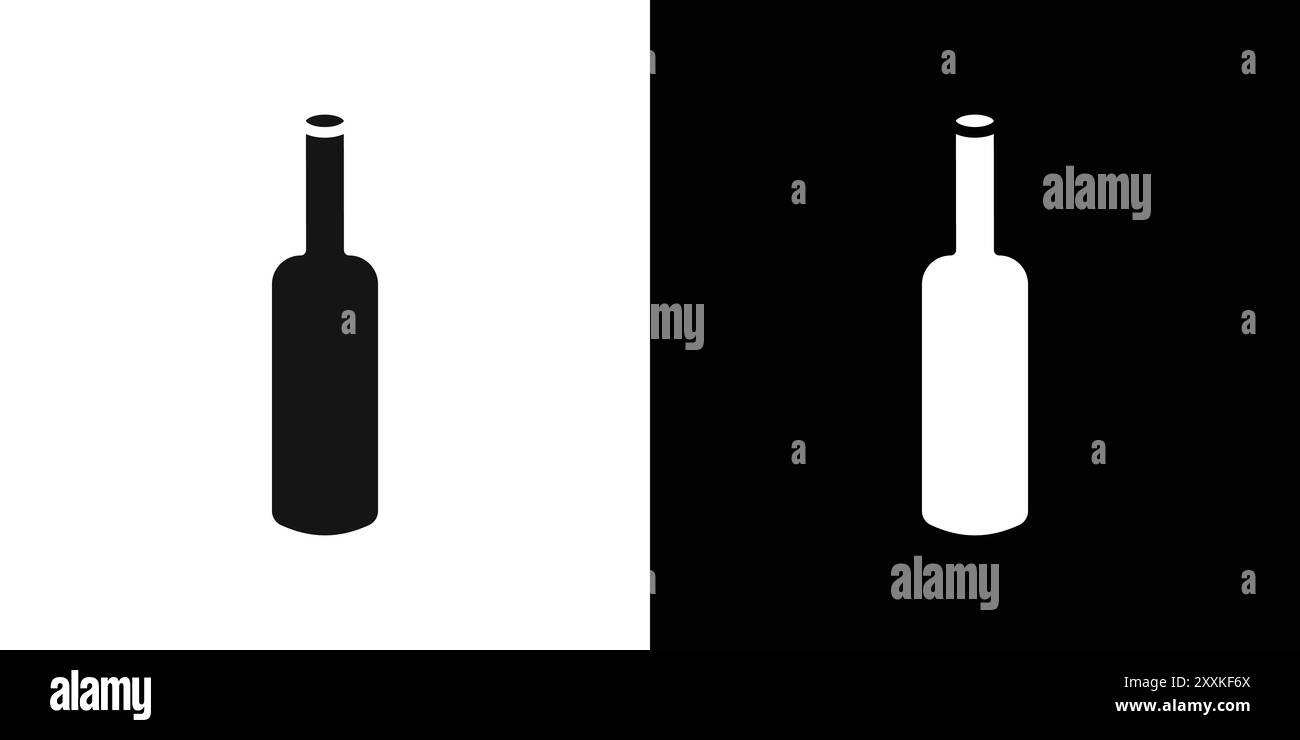 Glass bottle icon logo sign vector outline in black and white color ...