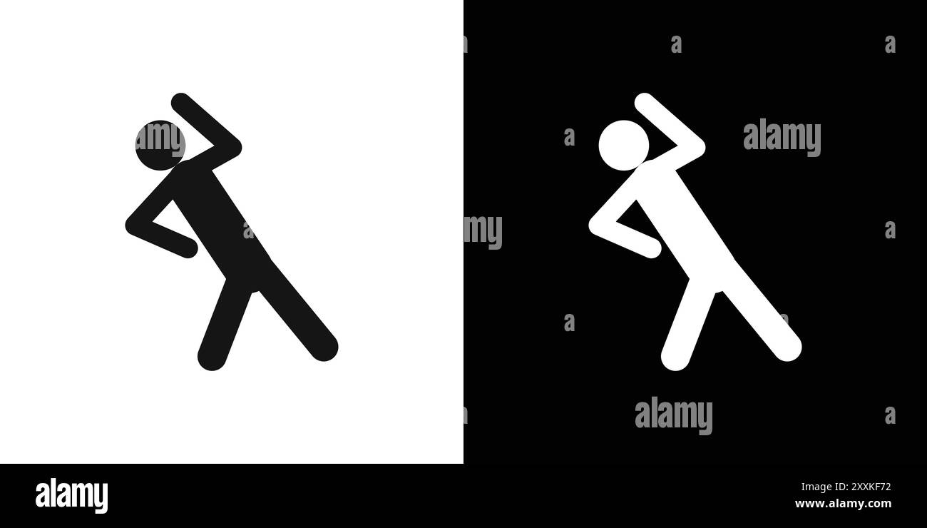 Fitness exercise icon logo sign vector outline in black and white color ...