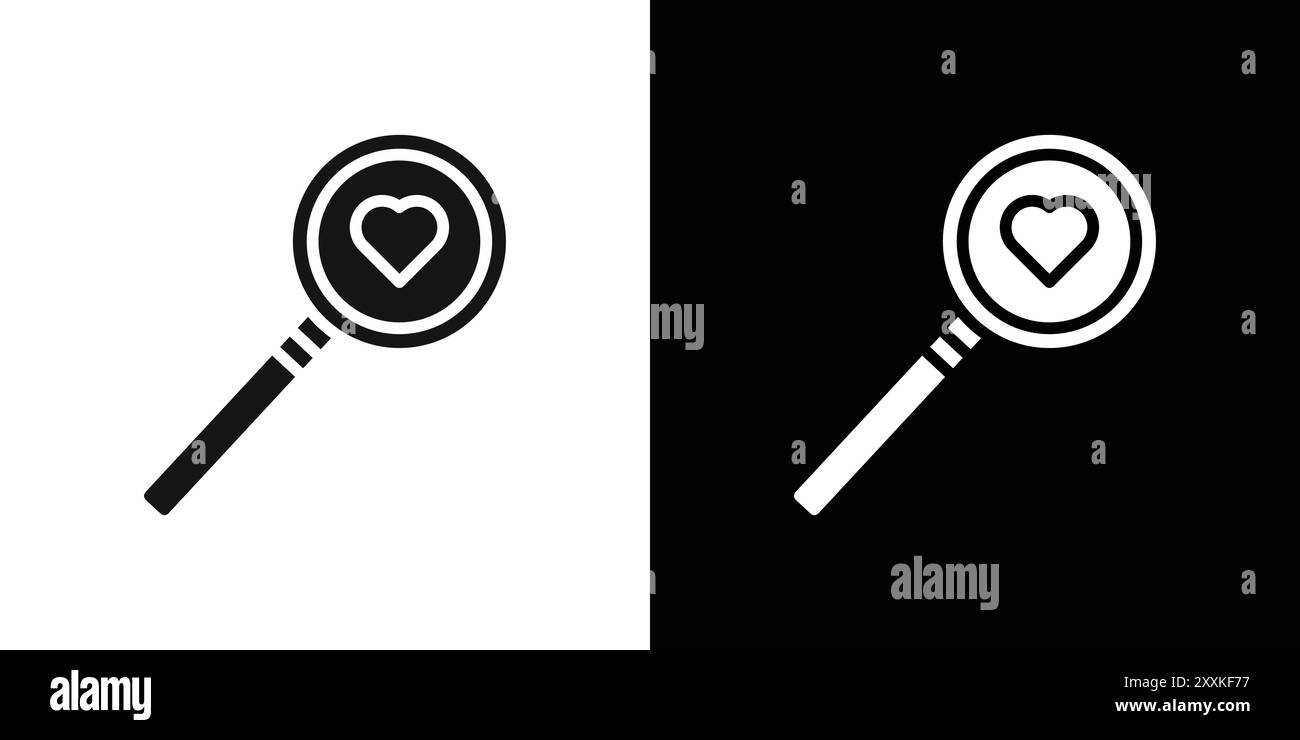 Find Love icon logo sign vector outline in black and white color Stock ...