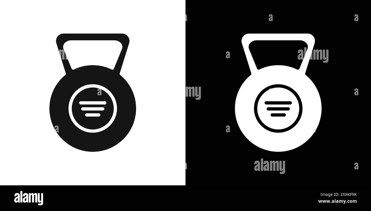 kettlebell icon logo sign vector outline in black and white color Stock ...