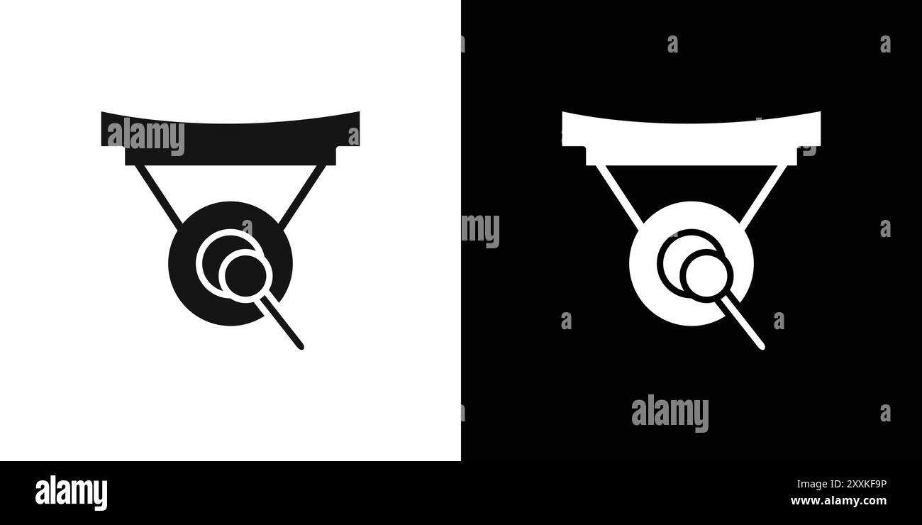 gong icon logo sign vector outline in black and white color Stock ...