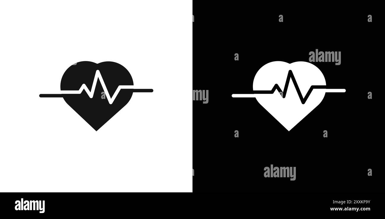 heart rate icon logo sign vector outline in black and white color Stock ...