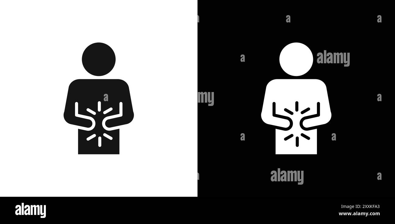 Indigestion icon logo sign vector outline in black and white color ...