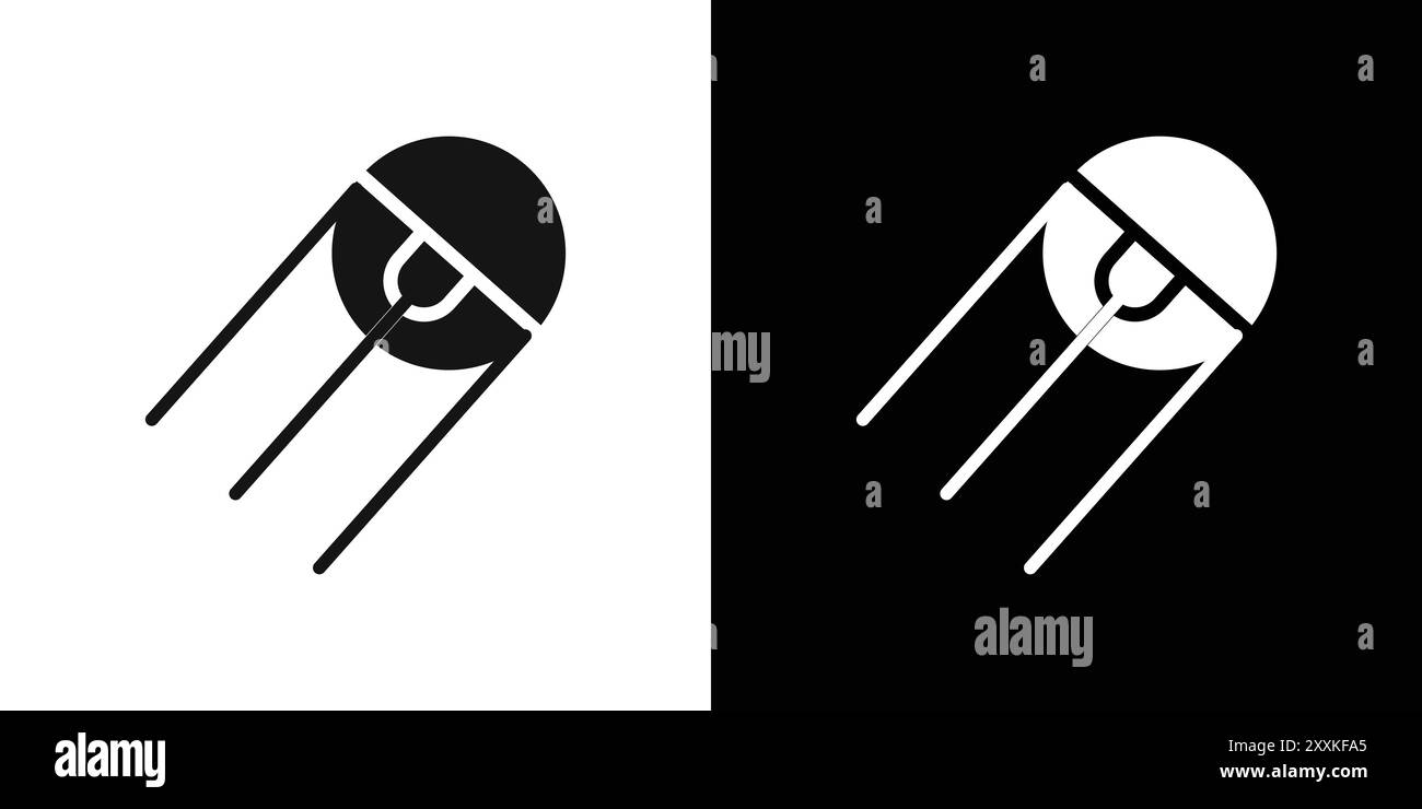 Linear sputnik icon logo sign vector outline in black and white color ...
