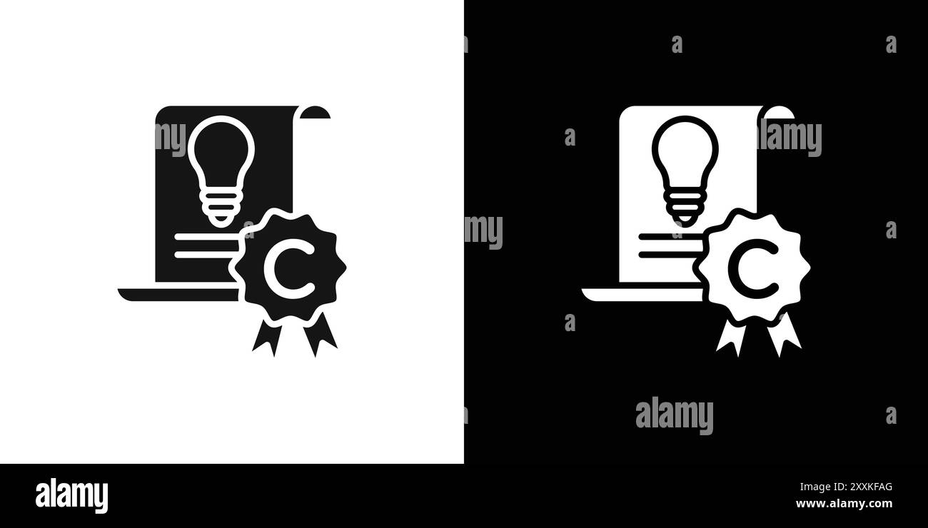 Intellectual property and copyright icon logo sign vector outline in ...