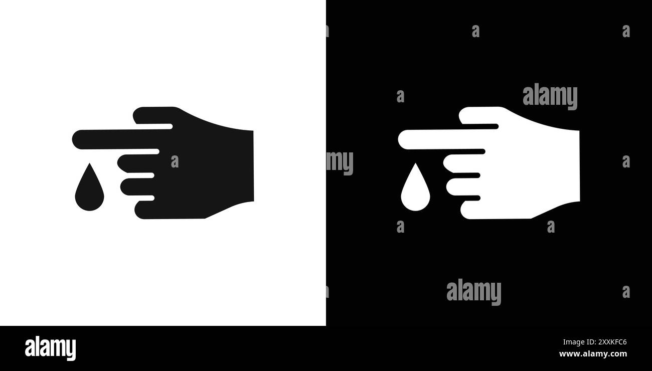 Hand with blood drop icon logo sign vector outline in black and white ...