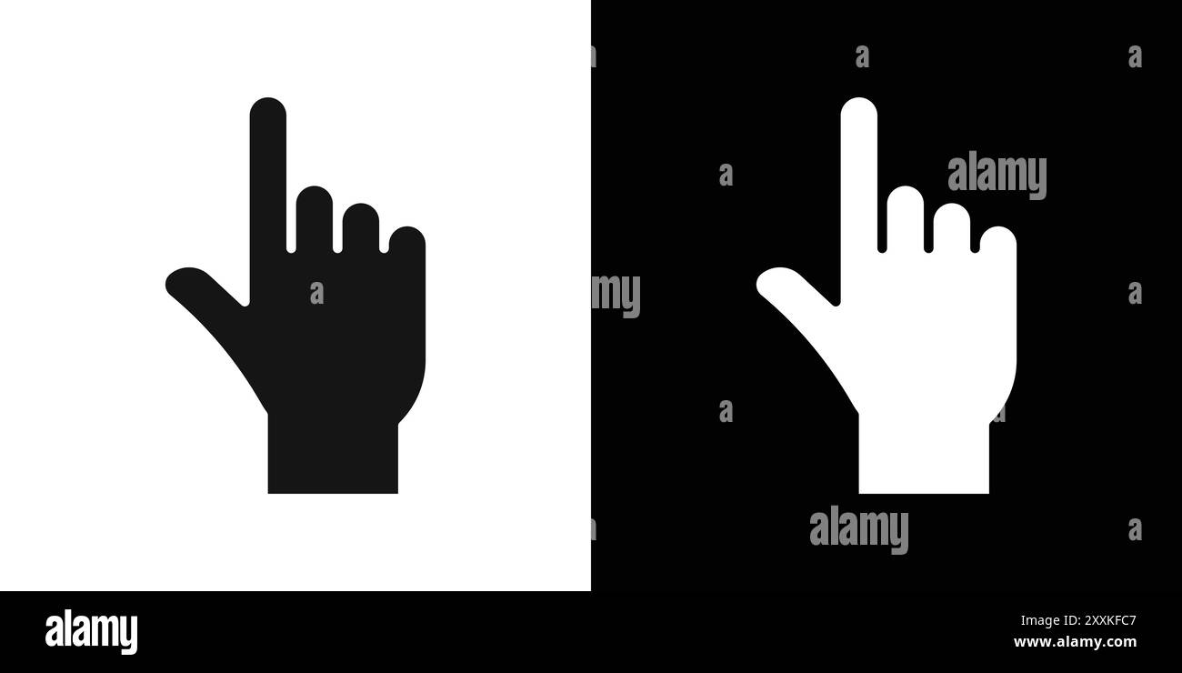 Hand clicking icon logo sign vector outline in black and white color ...
