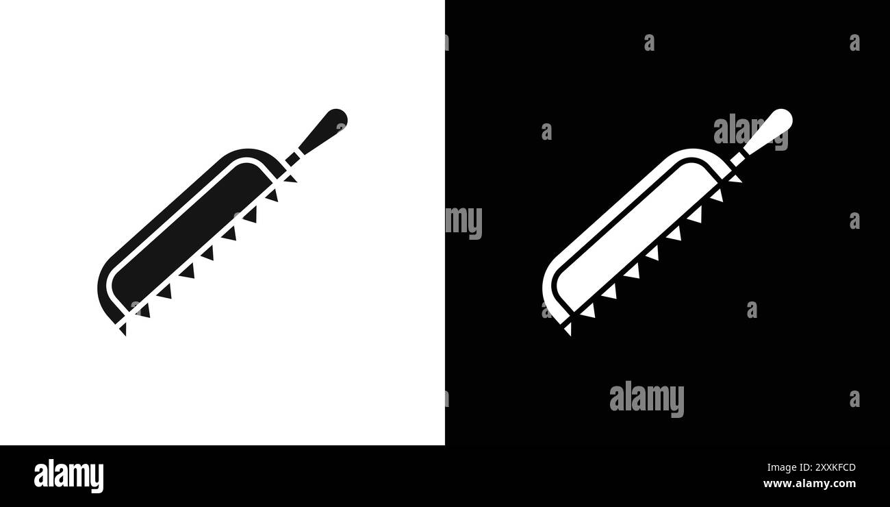hacksaw icon logo sign vector outline in black and white color Stock ...