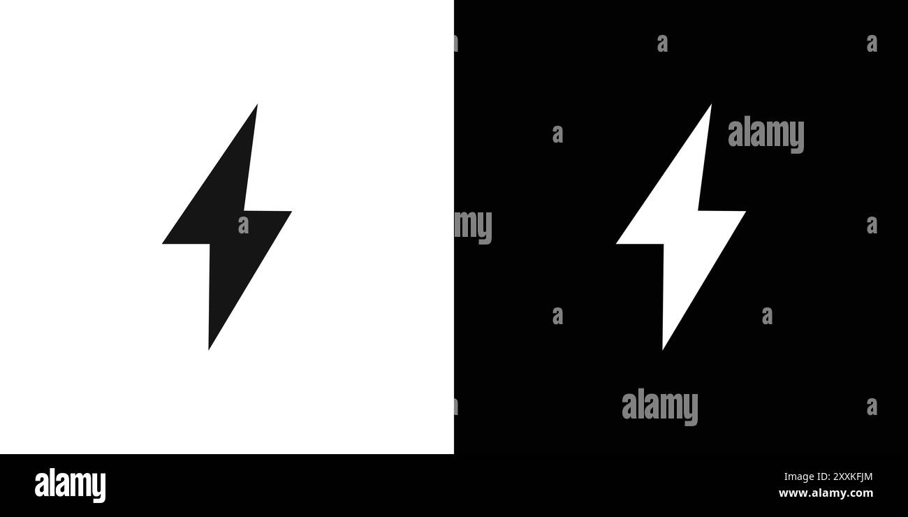 Lightning power charge icon logo sign vector outline in black and white ...