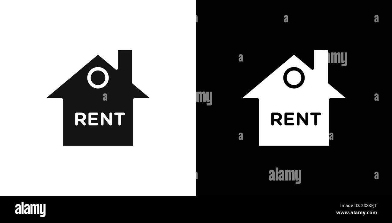 House rent icon logo sign vector outline in black and white color Stock ...