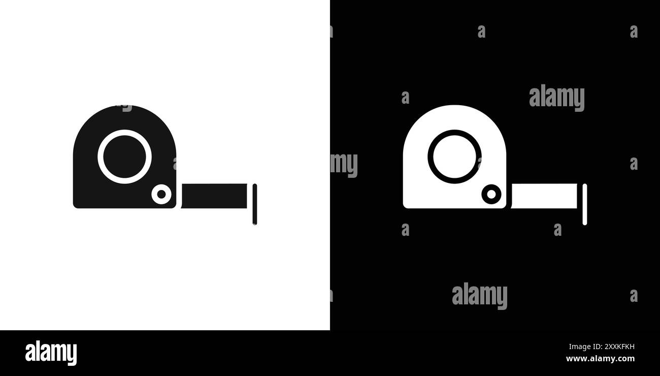 measure tape icon logo sign vector outline in black and white color ...