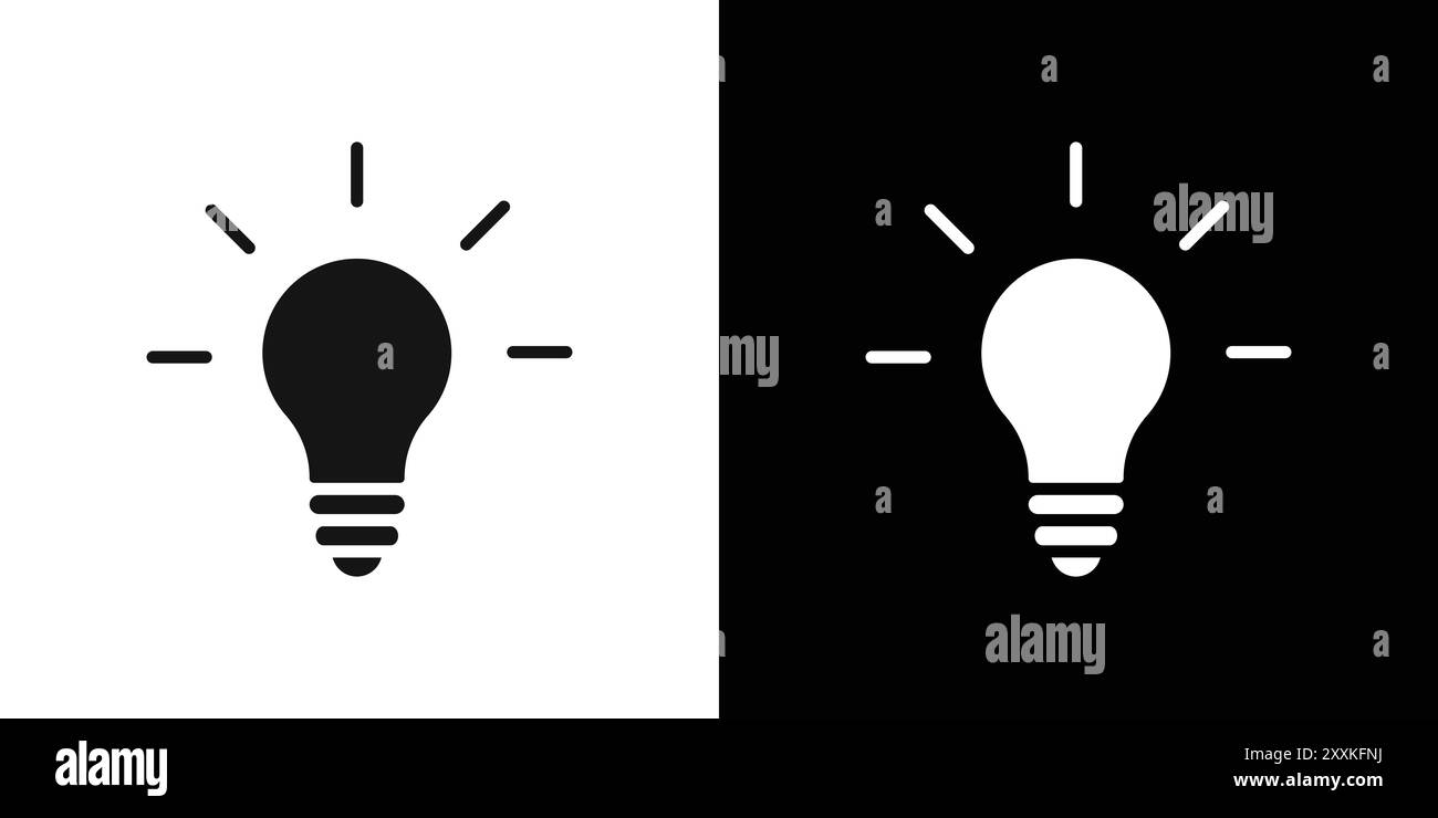 Light Bulb icon logo sign vector outline in black and white color Stock ...