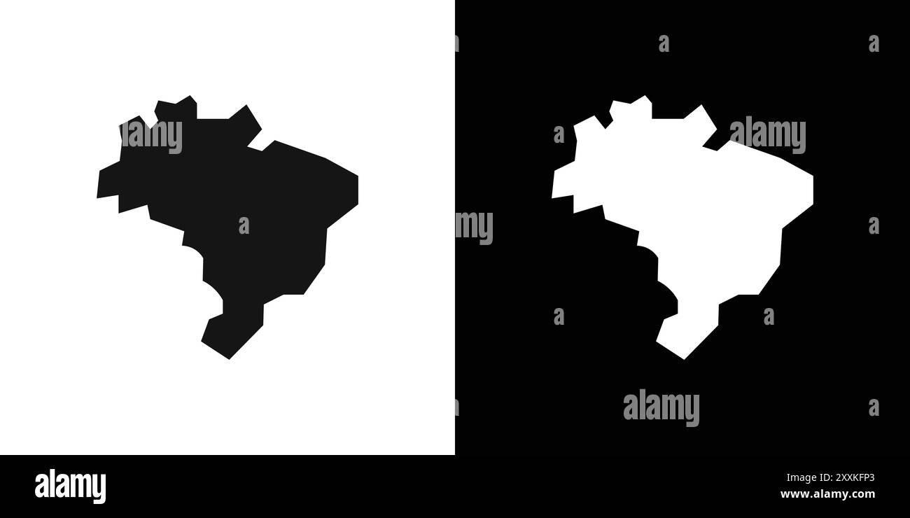 Map of Brazil icon logo sign vector outline in black and white color ...