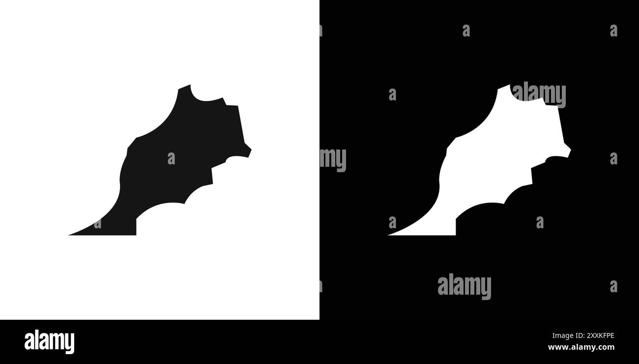 Morocco map icon logo sign vector outline in black and white color ...