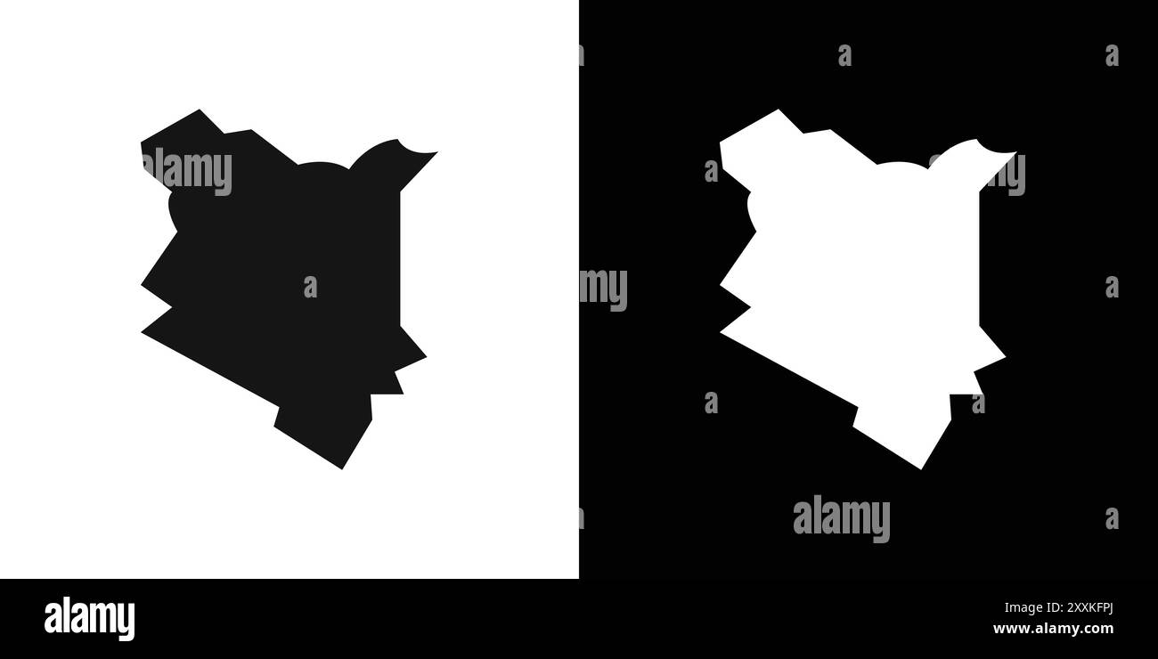 Kenya map icon logo sign vector outline in black and white color Stock ...