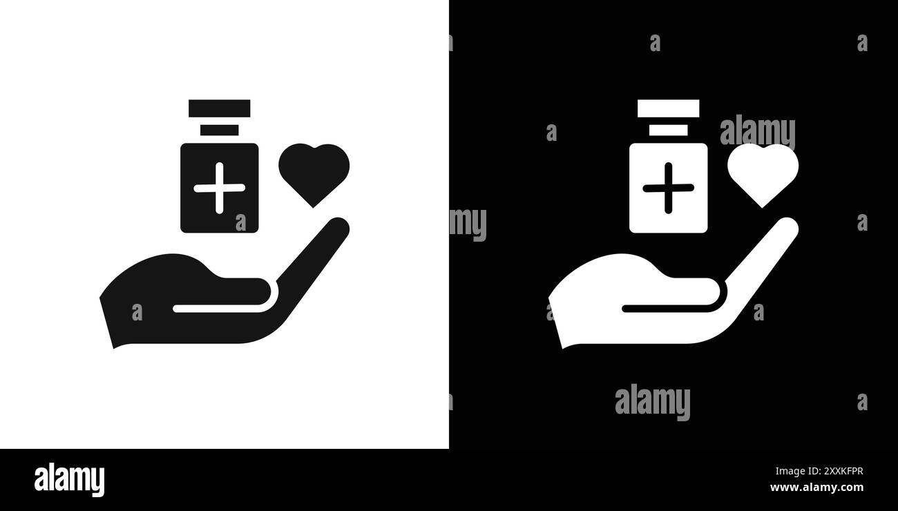 Medical donation icon logo sign vector outline in black and white color ...