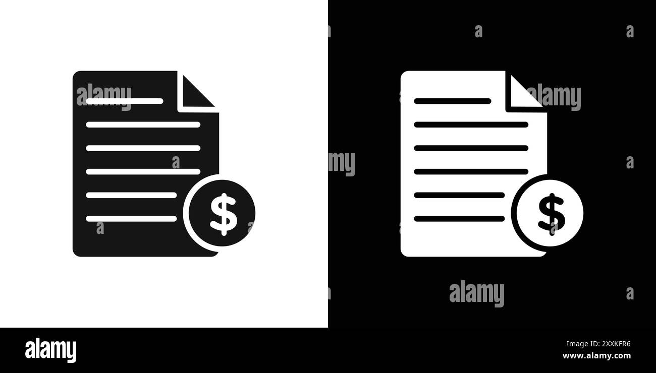 Invoice icon logo sign vector outline in black and white color Stock ...