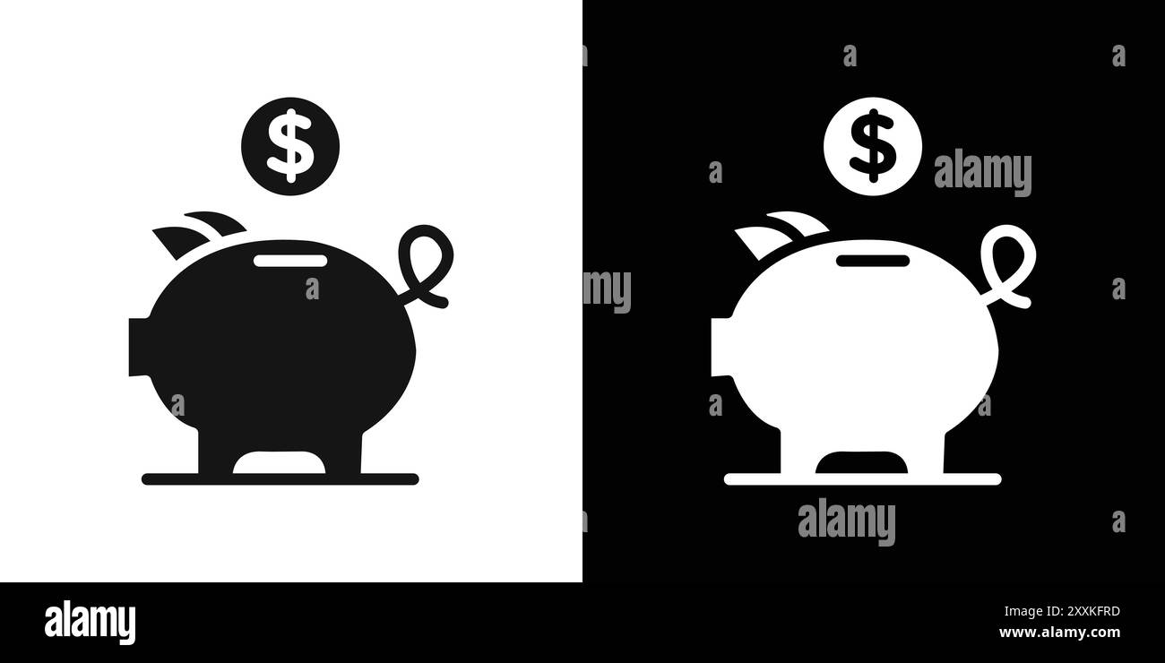 Money savings icon logo sign vector outline in black and white color ...