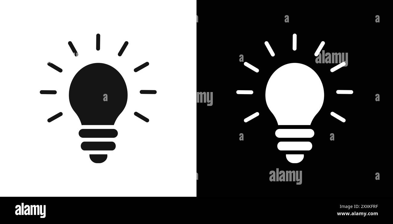 Lightbulb icon logo sign vector outline in black and white color Stock ...