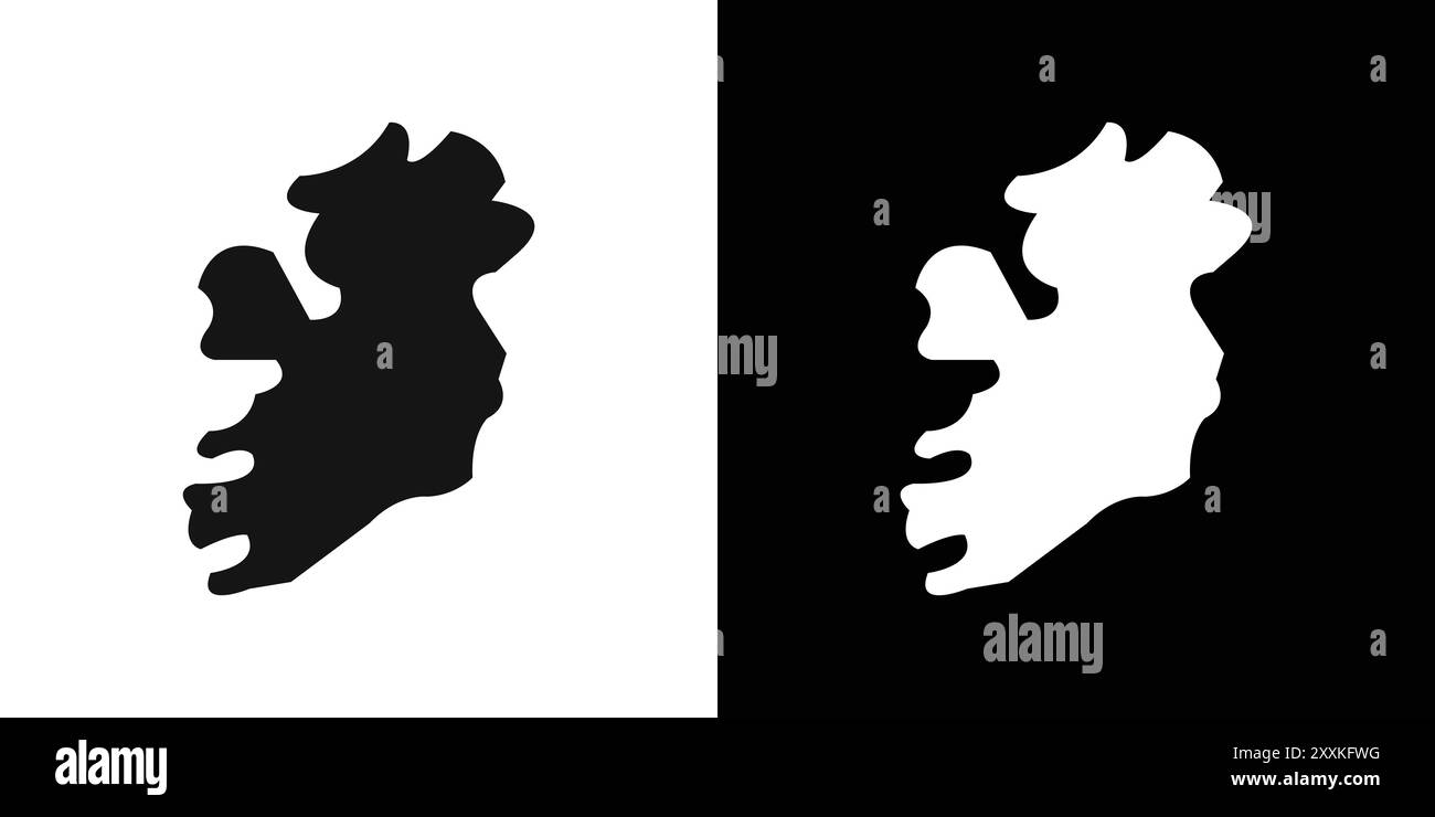 Ireland map icon logo sign vector outline in black and white color ...