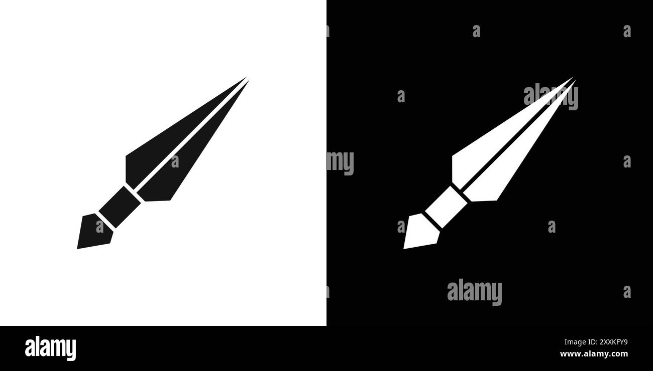 Kunai throwing knife icon logo sign vector outline in black and white ...