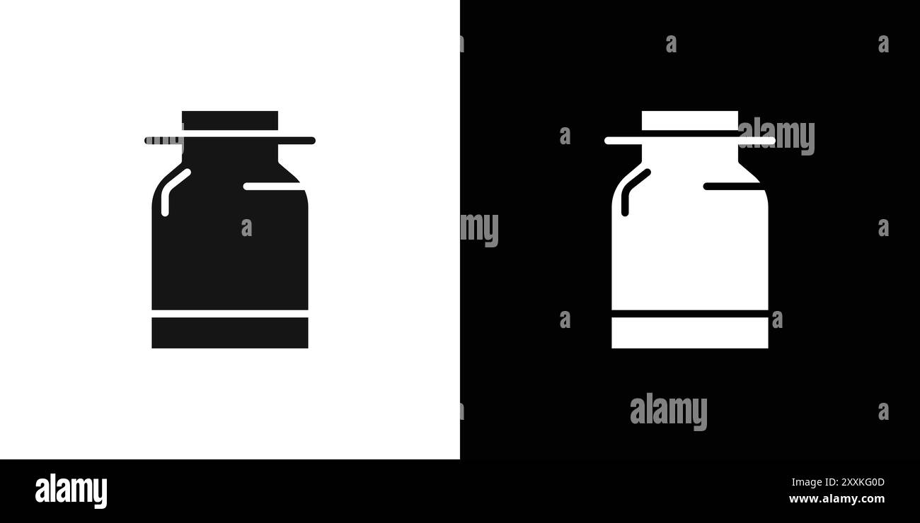 Milk can container icon logo sign vector outline in black and white color Stock Vector Image ...