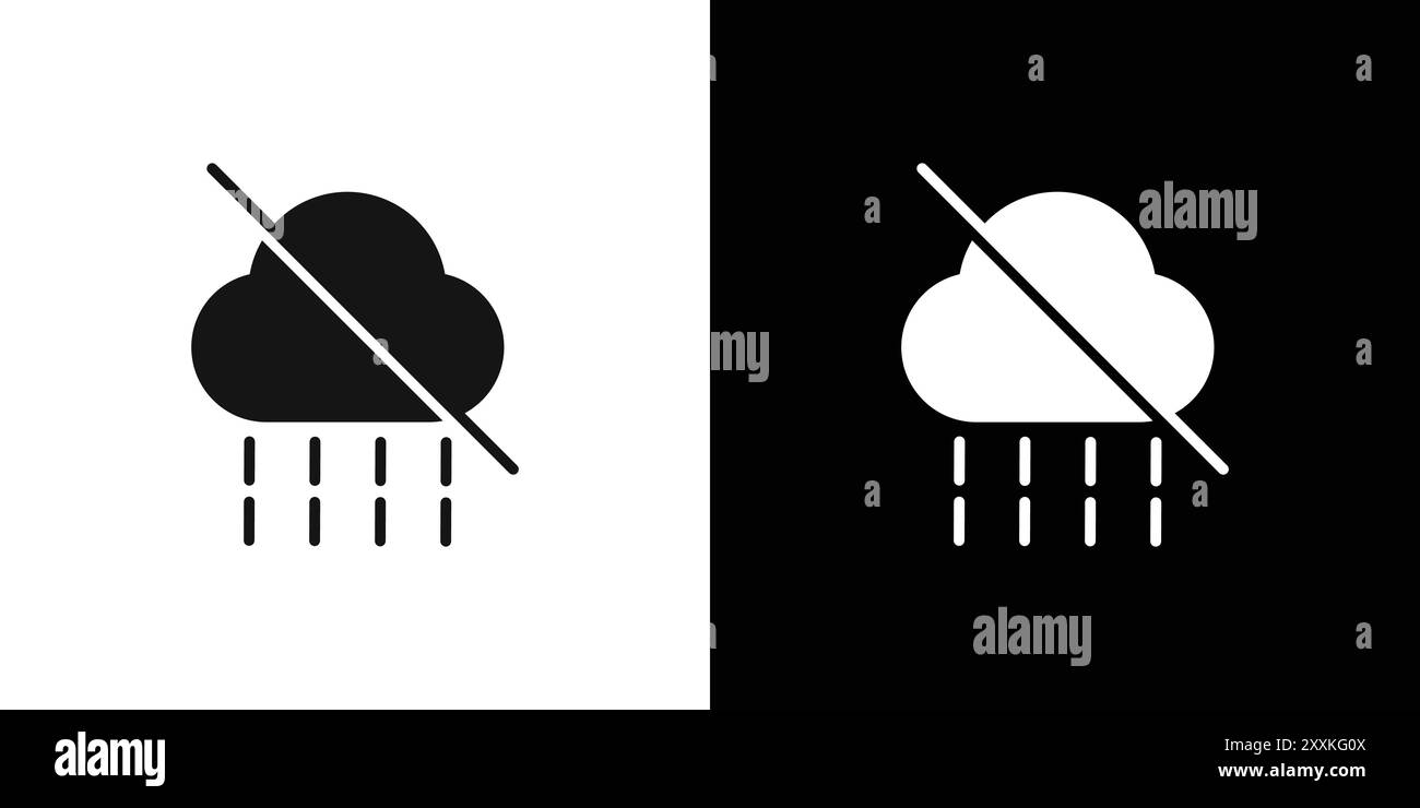 No rain icon logo sign vector outline in black and white color Stock ...