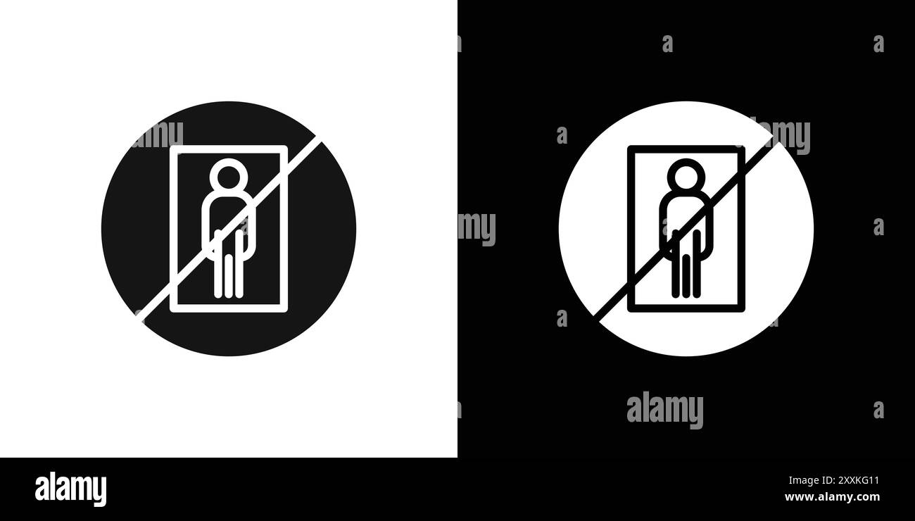 No Elevator Sign icon logo sign vector outline in black and white color ...