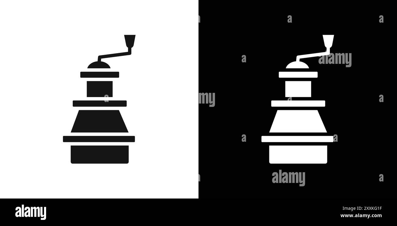Manual coffee grinder icon logo sign vector outline in black and white ...